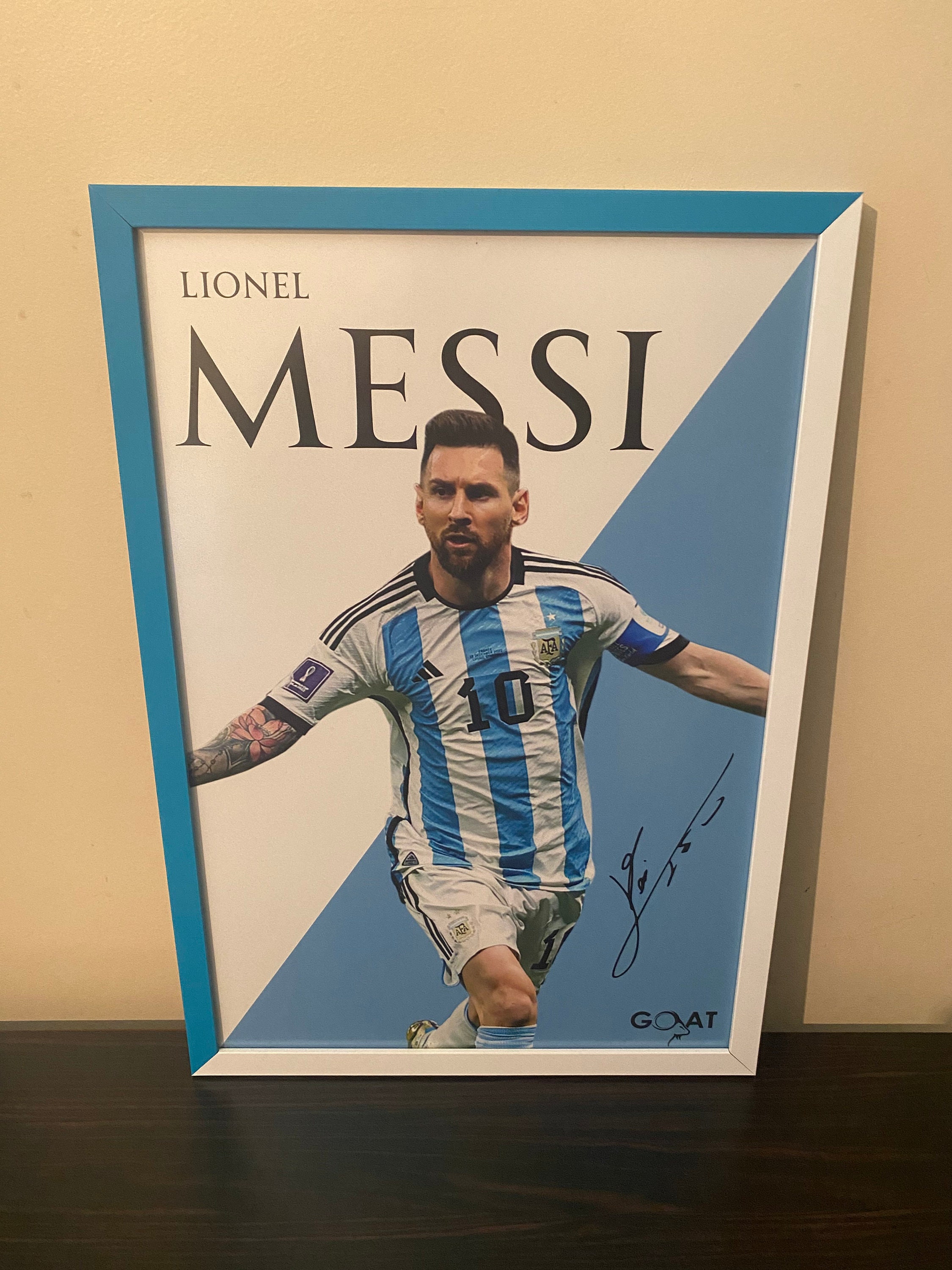 Lionel Messi Signed Poster, Handmade Unique Frame, Football Print ...