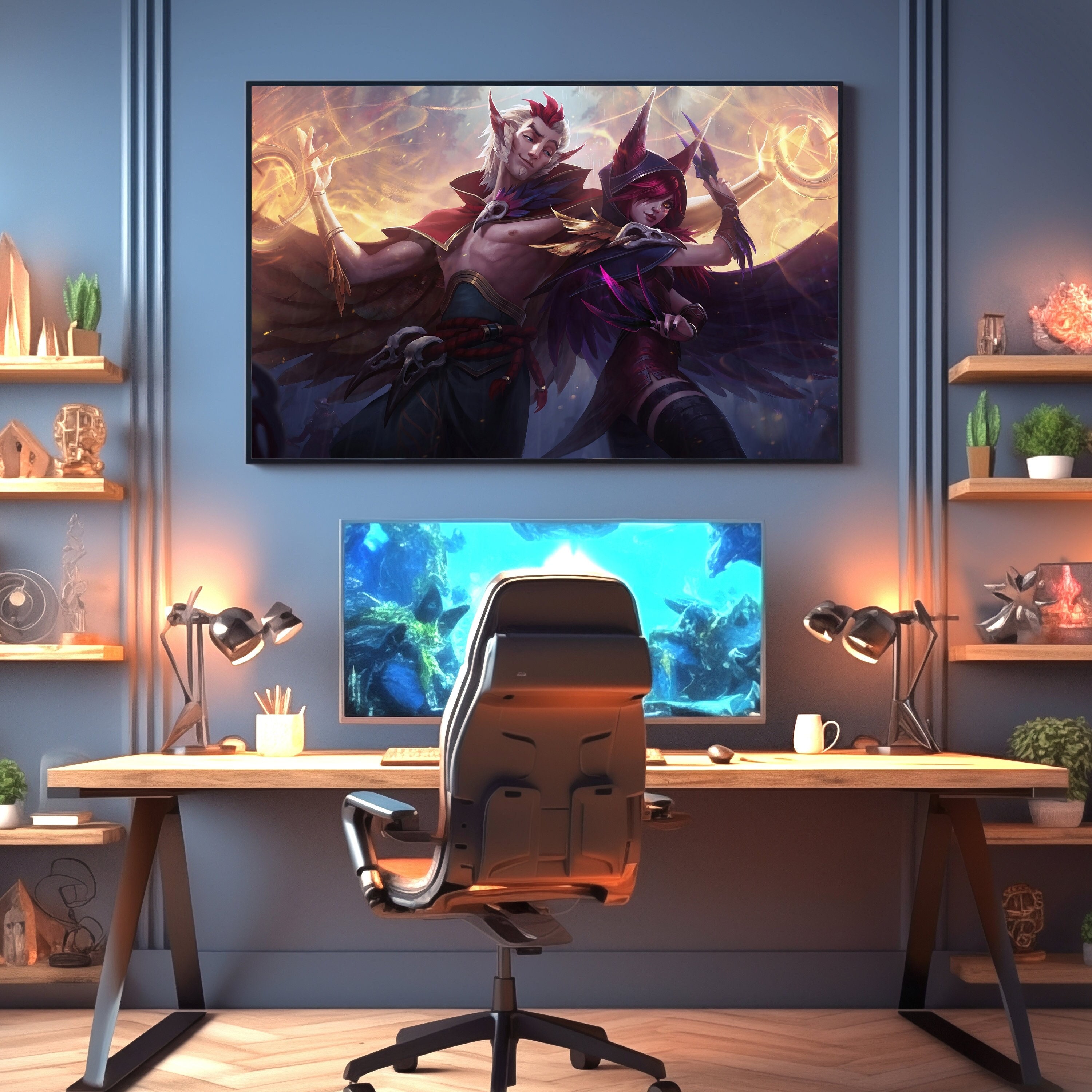 Xayah and Rakan Poster, Splash Art Print, League of Legends Poster ...