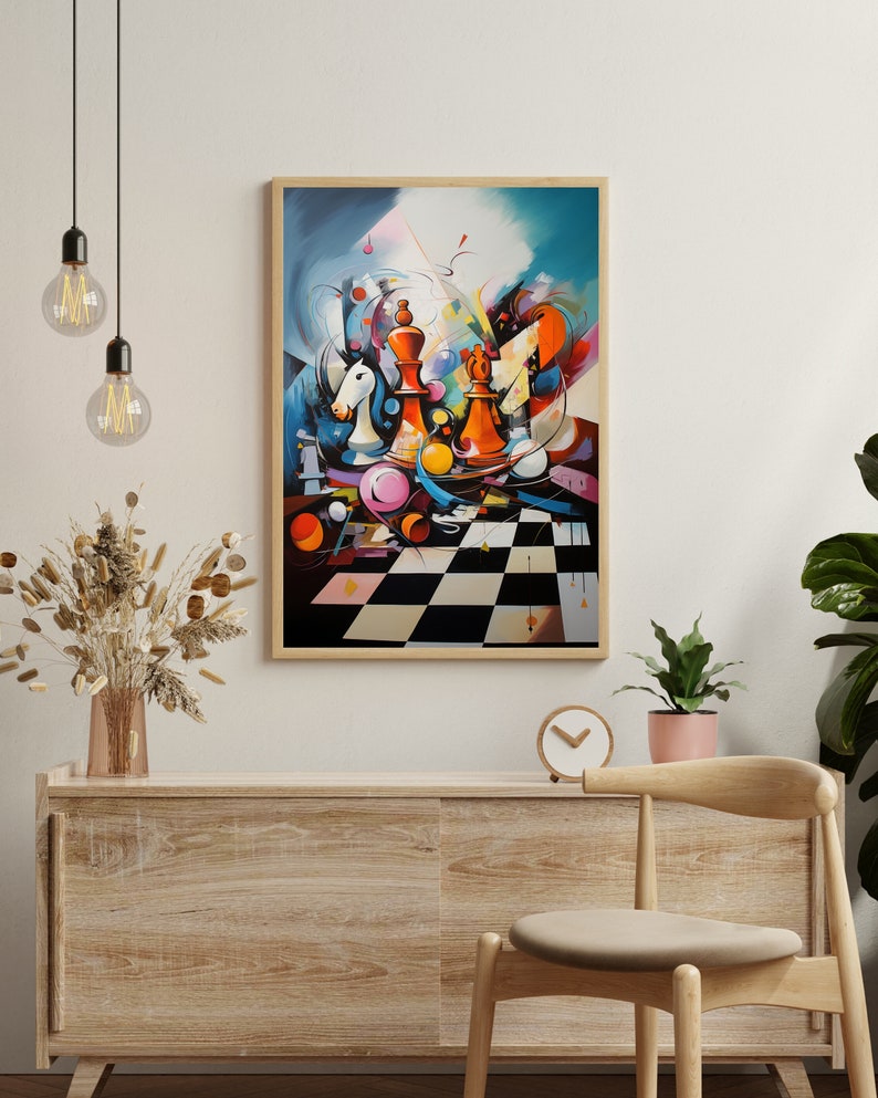 Abstract Chess Picture Print, Geometric Chess Wall Art Print, Unique ...