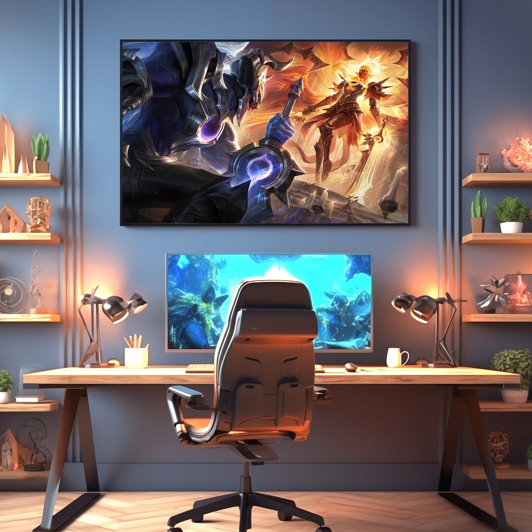 Solar Eclipse Kayle and Lunar Eclipse Aatrox Splash Art Print, League ...