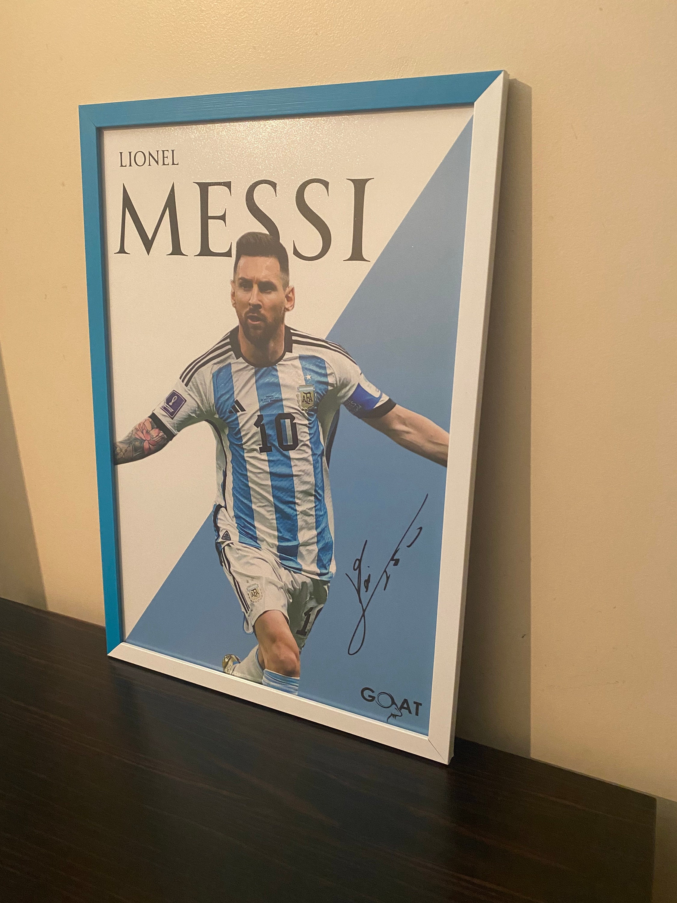 Lionel Messi Signed Poster, Handmade Unique Frame, Football Print ...