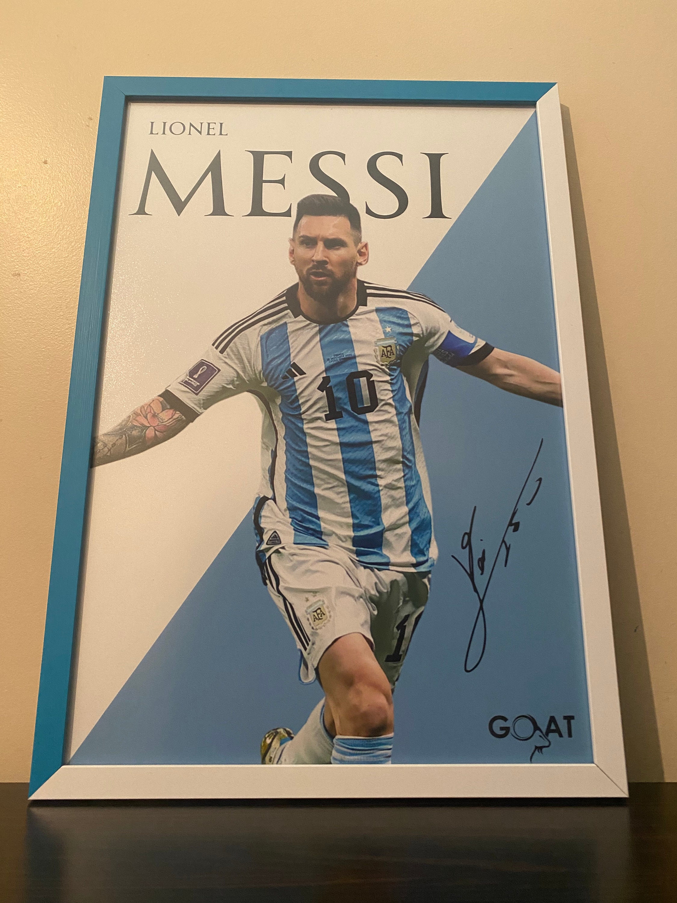 Lionel Messi Signed Poster, Handmade Unique Frame, Football Print ...