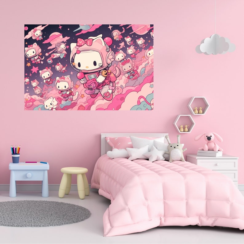 Hello Kitty Poster, Cute Wall Print, Hello Kitty Gifts, Poster for Kids ...