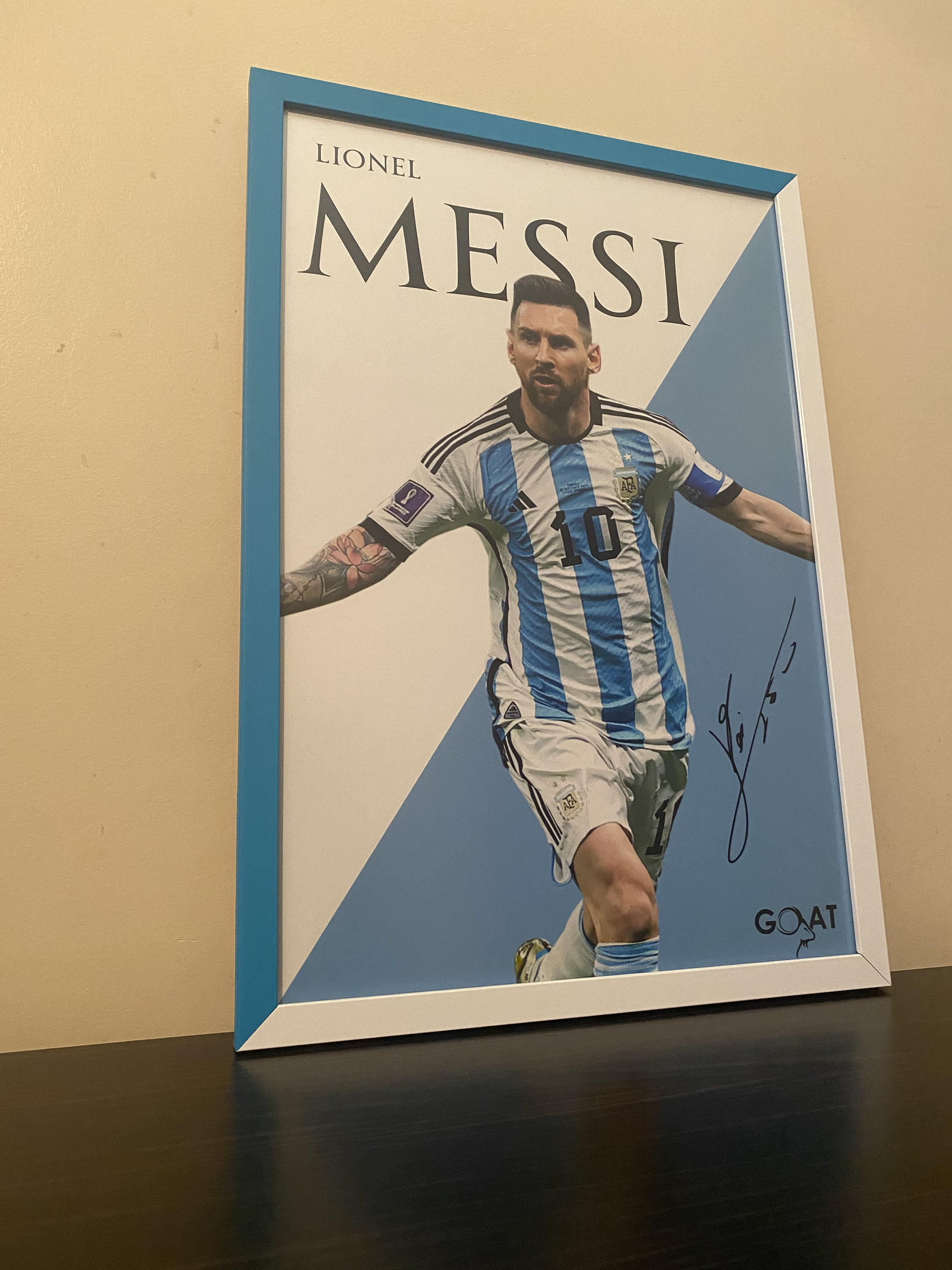 Lionel Messi Signed Poster, Handmade Unique Frame, Football Print ...