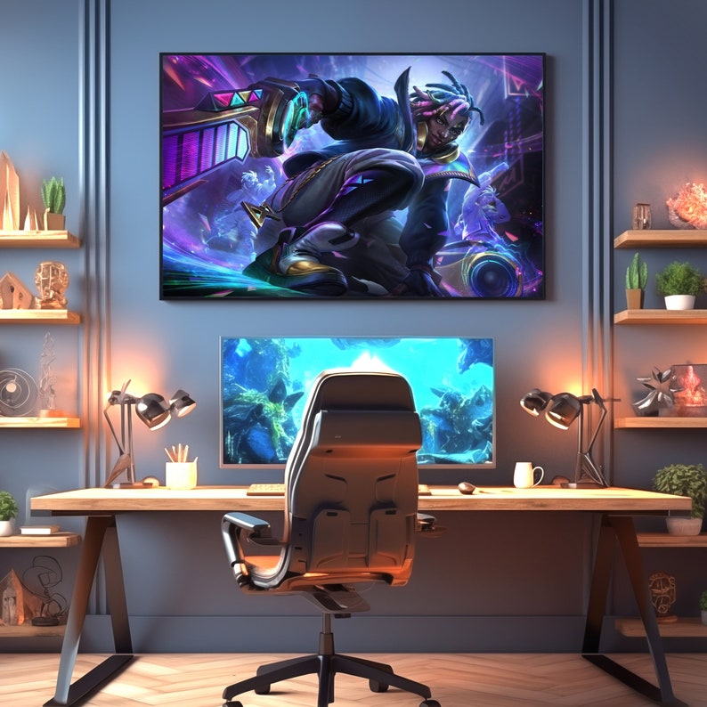 Breakout True Damage Ekko Splash Art Print, League of Legends Poster ...