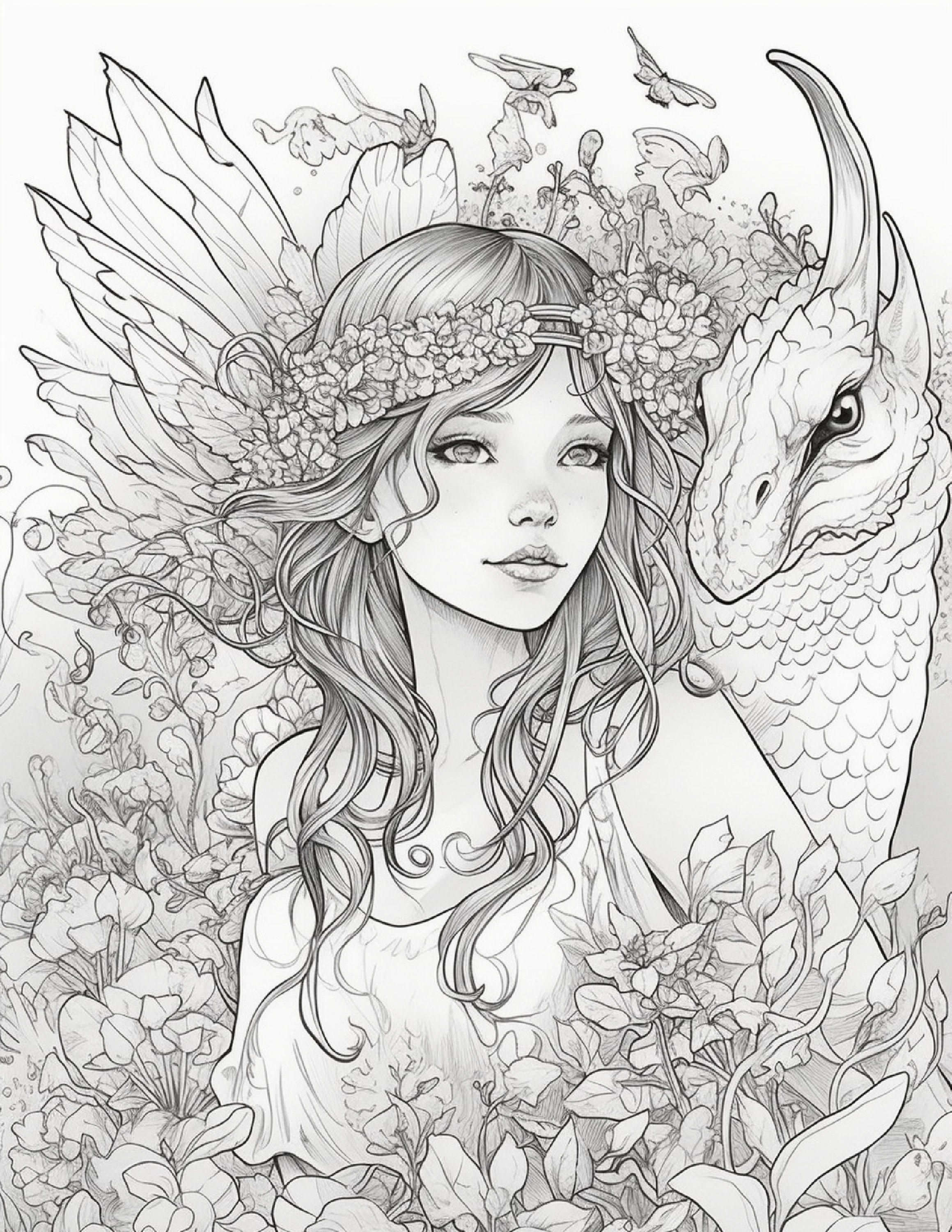 204 Fairies Dragons Coloring Bundle for Adults & Kids Digital Download ...