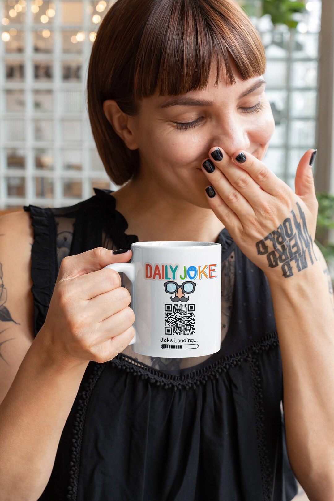 Daily Joke Coffee Mug With QR Code - Funny Gag Gift - Etsy
