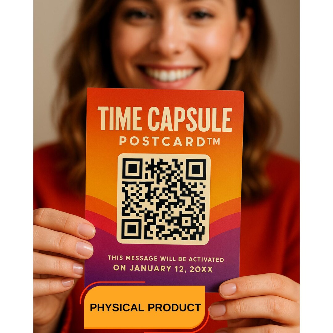 Personalized QR Code Time Capsule Postcard | Hidden Future Message Gift ...