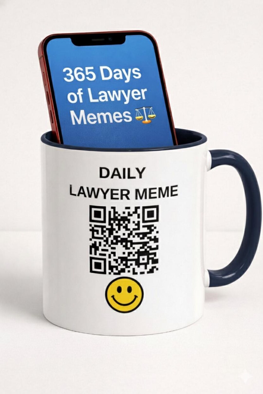 Daily Lawyer Meme Mug | QR Code, Smiley Accent Coffee Mug - Etsy