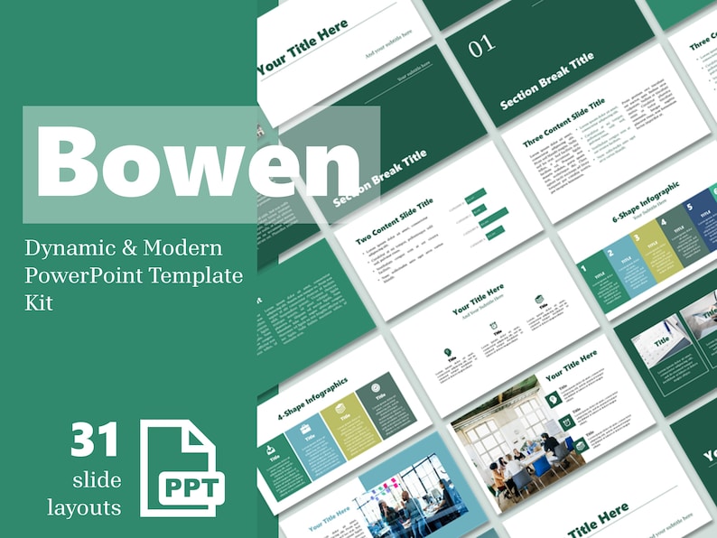 BOWEN | Dynamic Modern Presentation Template Kit - 31 Slide Layouts, 60 ...