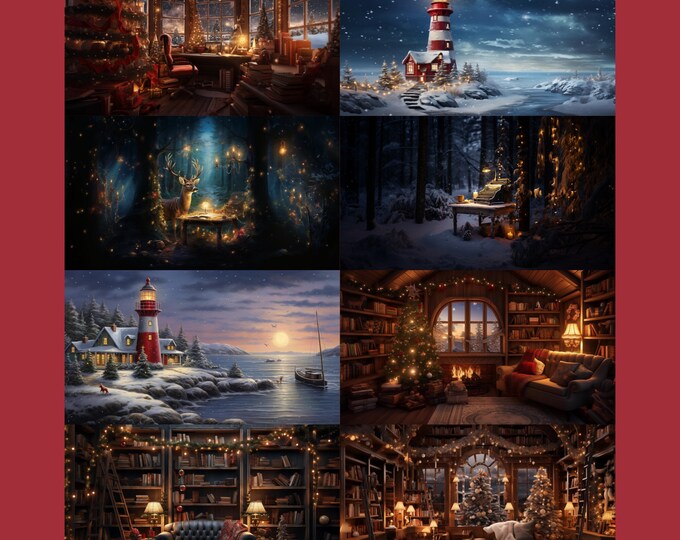 8 Christmas Digital Zoom Backgrounds for Meetings, Backdrop for Teams ...