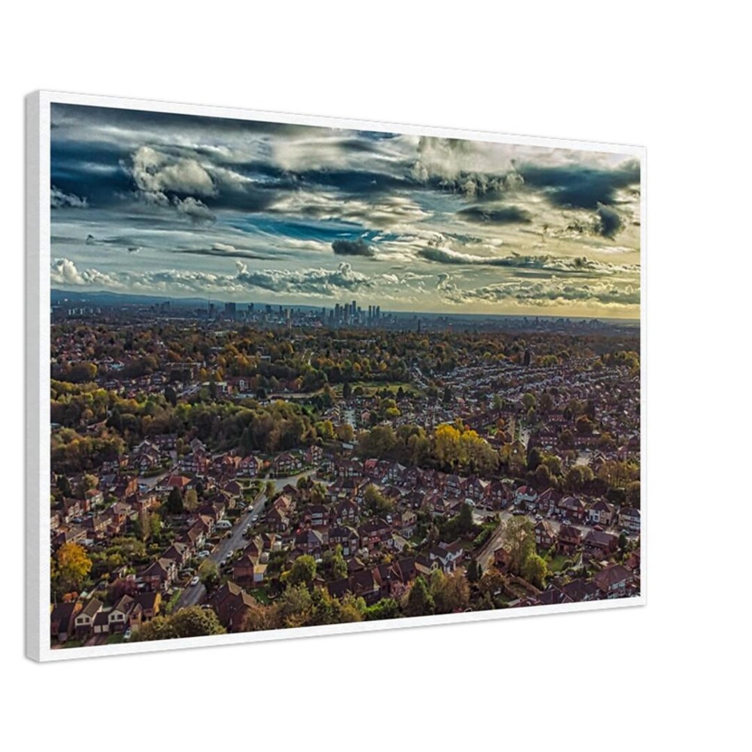 Manchester Aerial Wall Art Print Manchester Sunset Wall Hanging Canvas ...