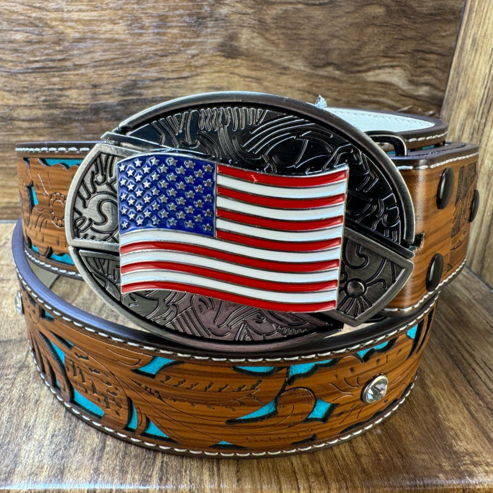 American Flag Knife Belt Buckle, Self Defense Belt, Stainless Steel ...