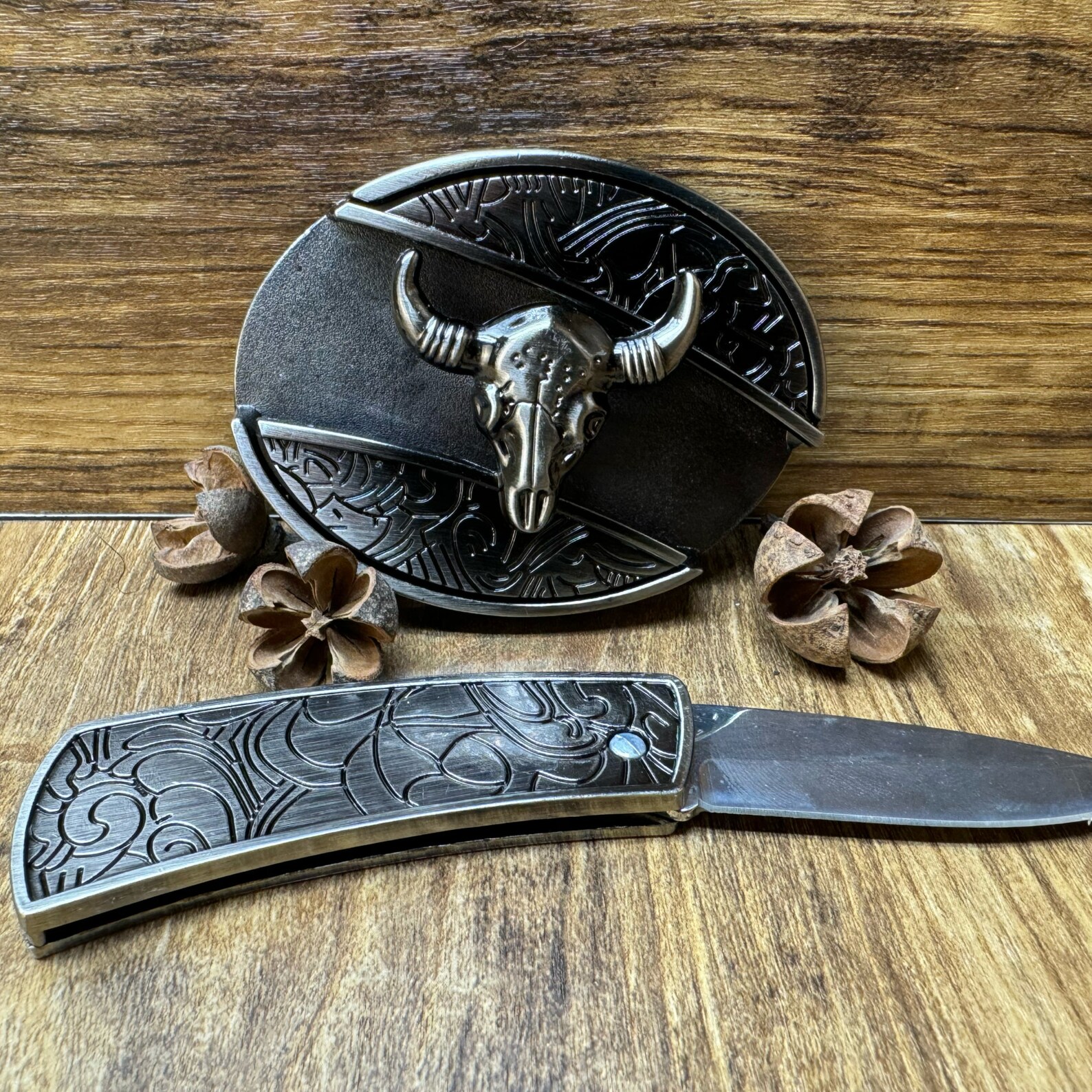 Longhorn Knife Belt Buckle,self Defense Belt,forged Stainless Steel ...