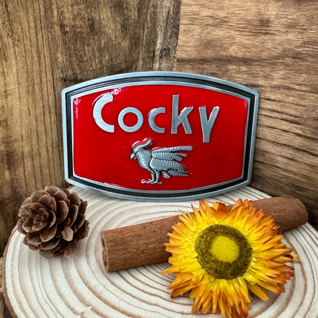 Cocky Rooster Men's Belt Buckleantique Silver Red Enamelfashion Big ...