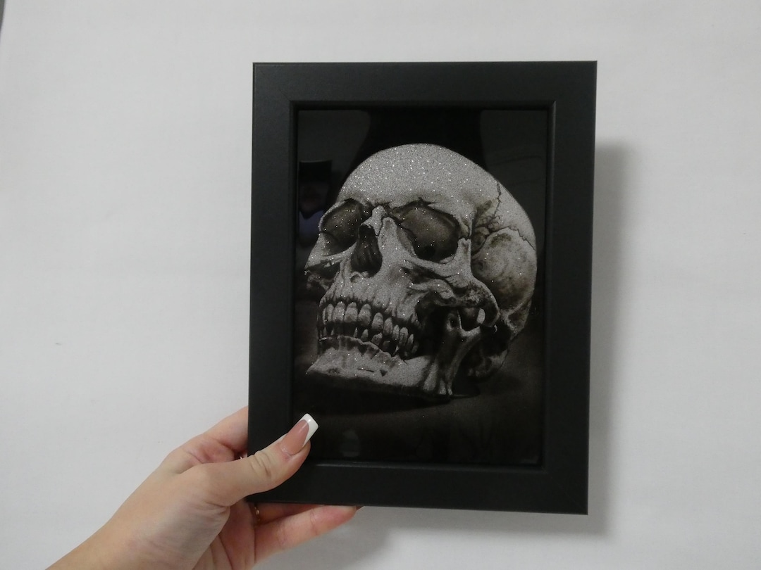 Realistic Glitter Skull Resin Art, Goth Drawing, Goth Art Painting ...
