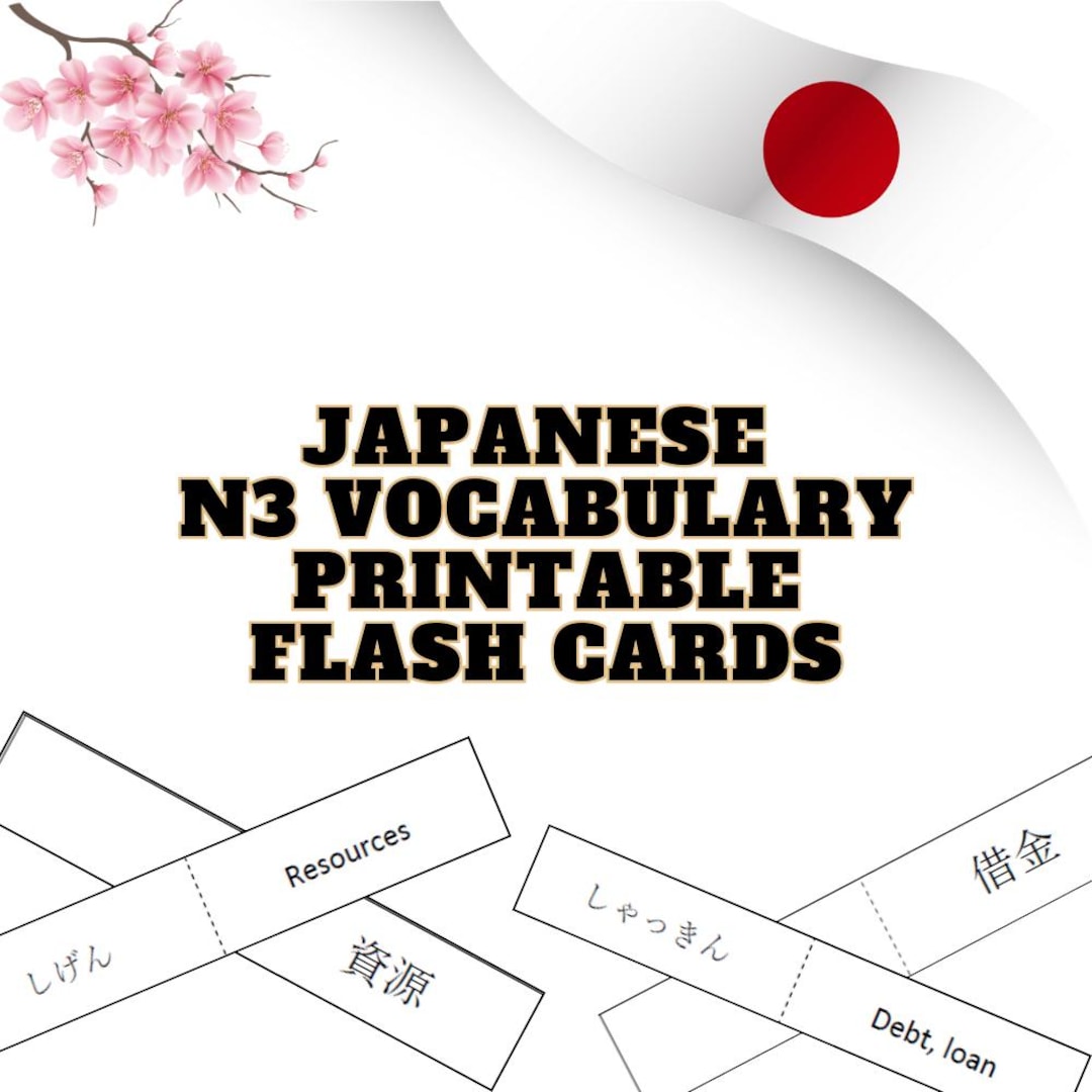 N3 Level Japanese Vocabulary Printable Flash Cards - Master ...