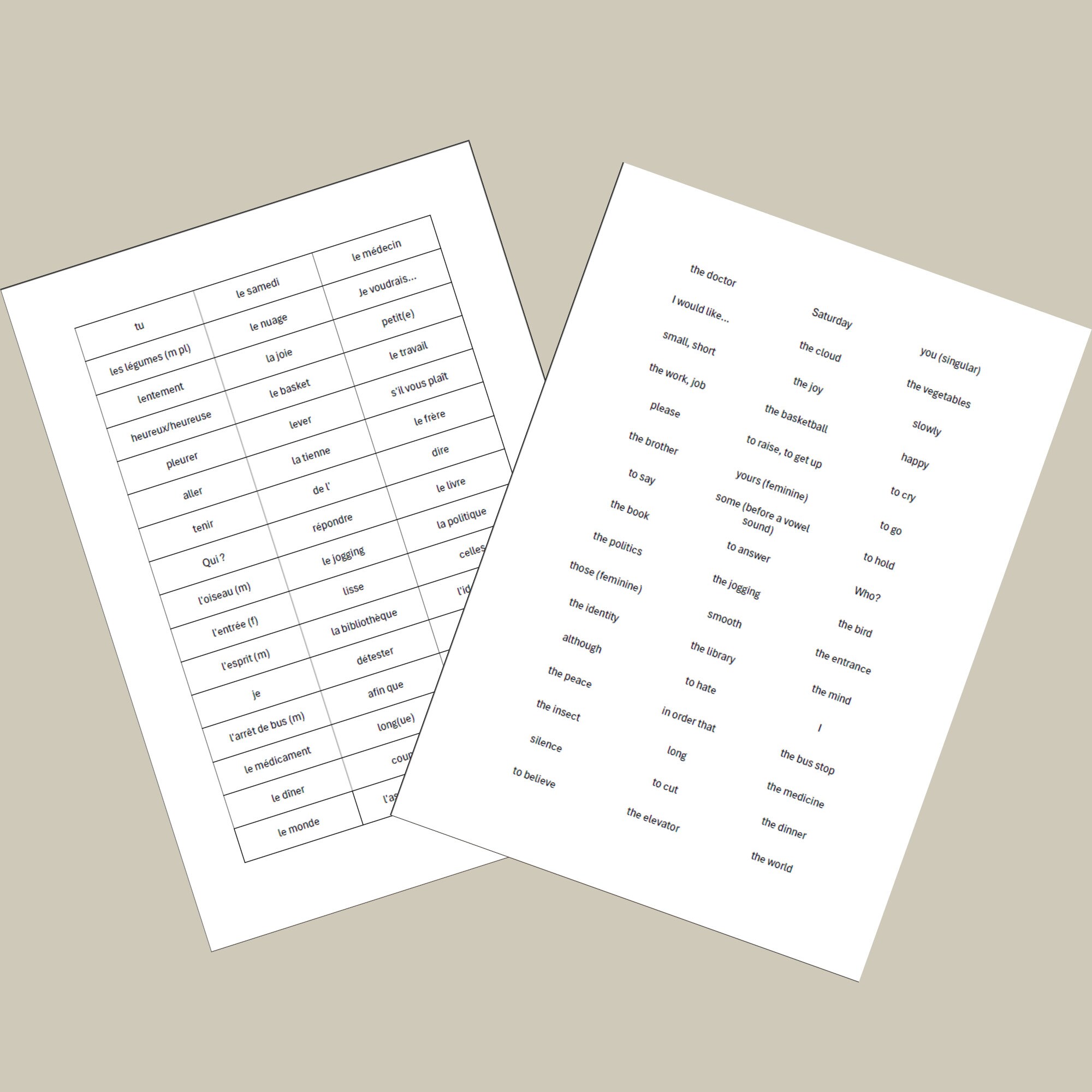 French Basic Vocabulary Printable Flash Cards - Etsy