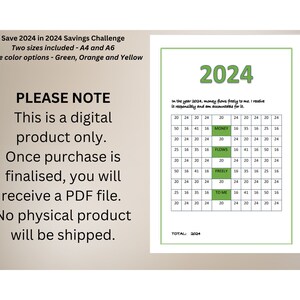 Savings Challenge: Save 2024 in 2024 - A4 & A6 Printable PDF - Etsy