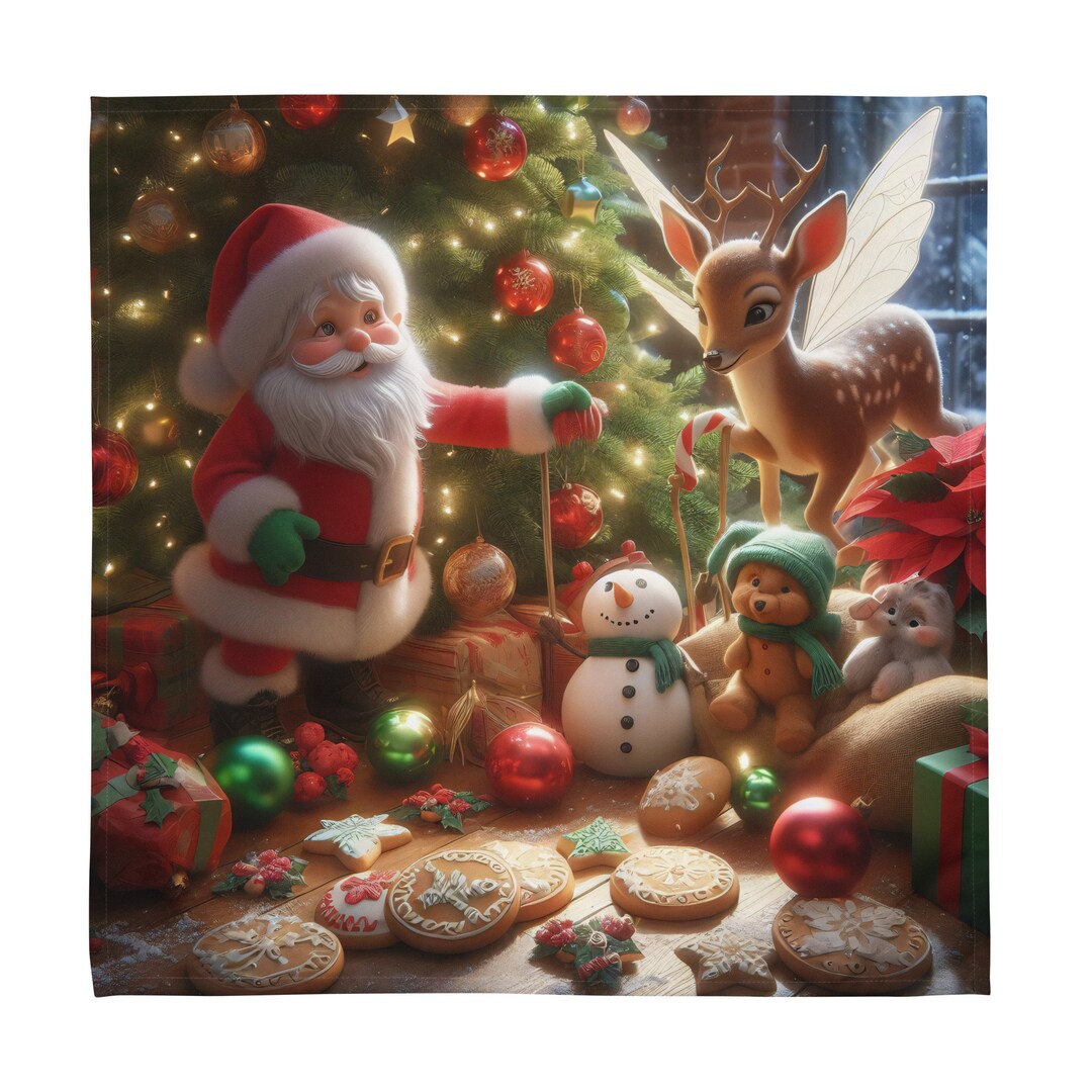 Set of Napkins Handkerchief, Santa, Fairy, Christmas, Holidays ...