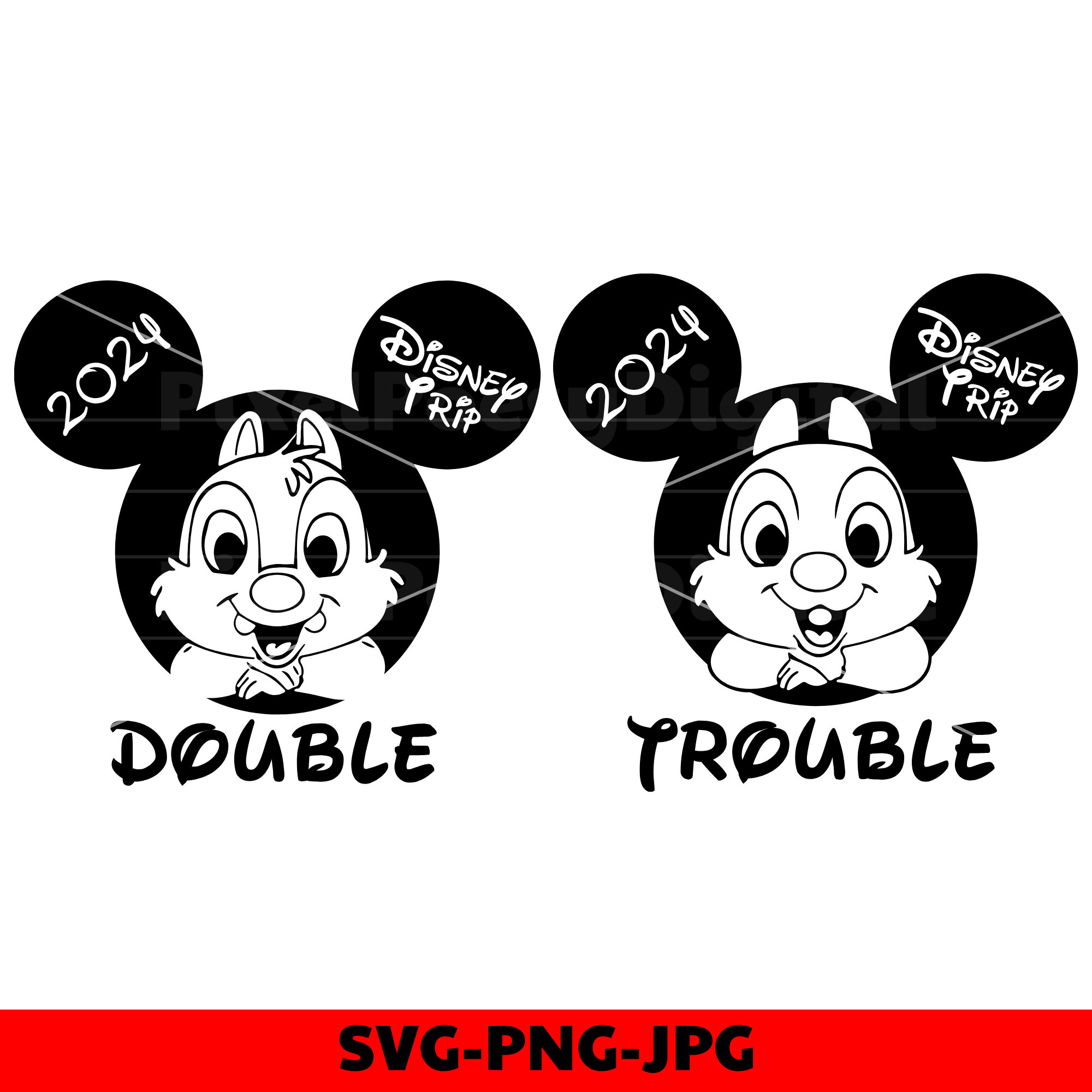 Chip and Dale Svg Png, Double Trouble Png Svg ,family Vacation 2024 ...