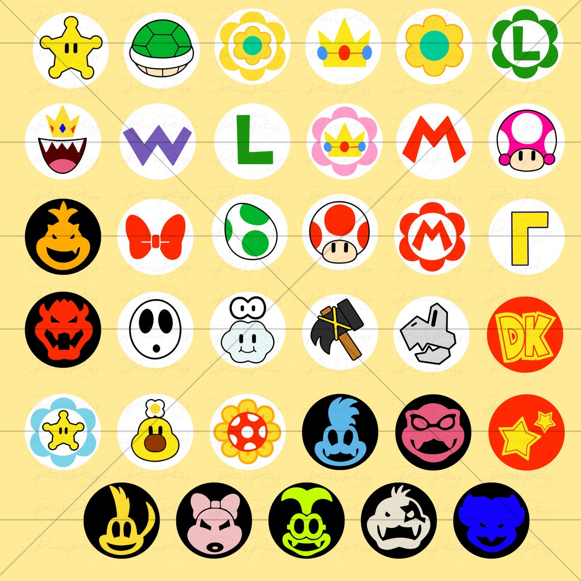 Super Mario Characters Ornaments Svg Bundle, Super Mario Vector Bundle ...