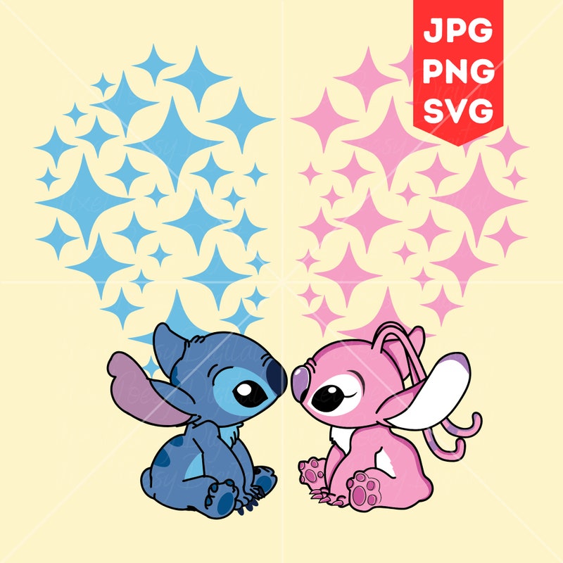 Stitch and Angel Svg - Etsy