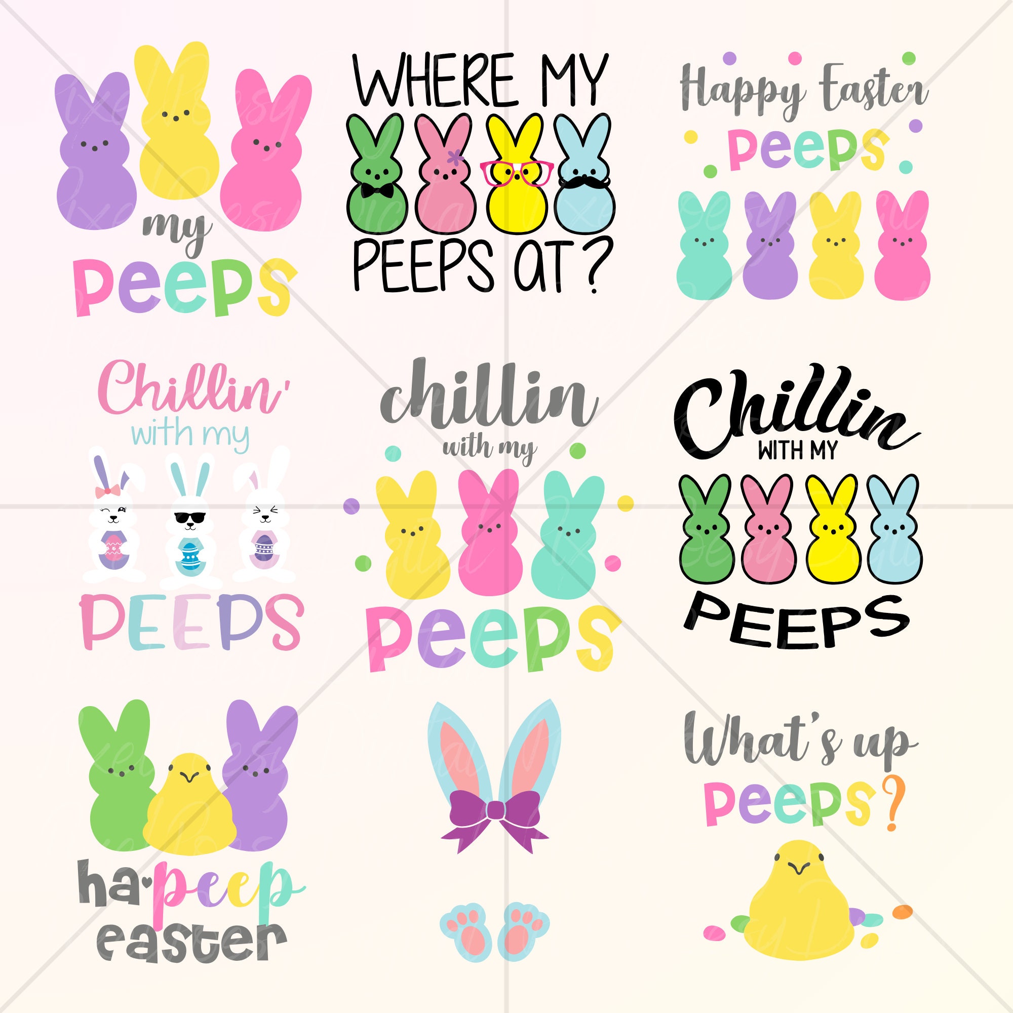 Easter Peeps SVG Bundle, Easter Bunny Peeps SVG, Easter Peeps Svg, Kids ...