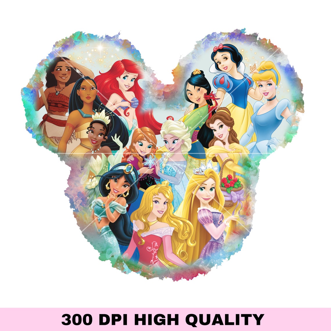 Princess Watercolour Png, Princess PNG Clipart, Princess Ears ...