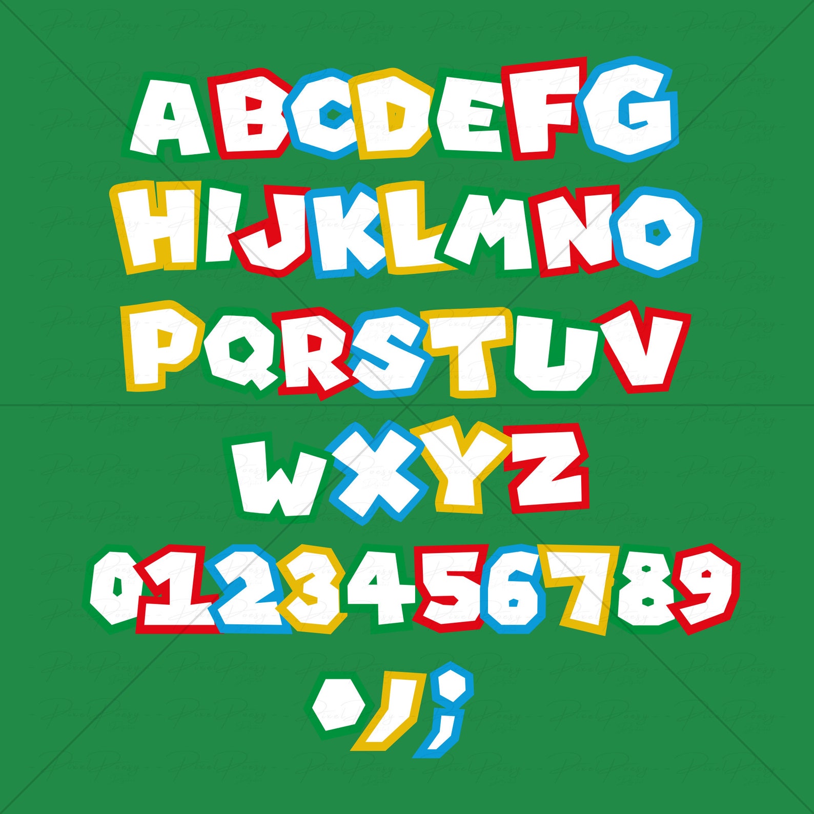 Super Font, Colorful Super Mario Font Bundle, Mario Bros Bundle SVG ...