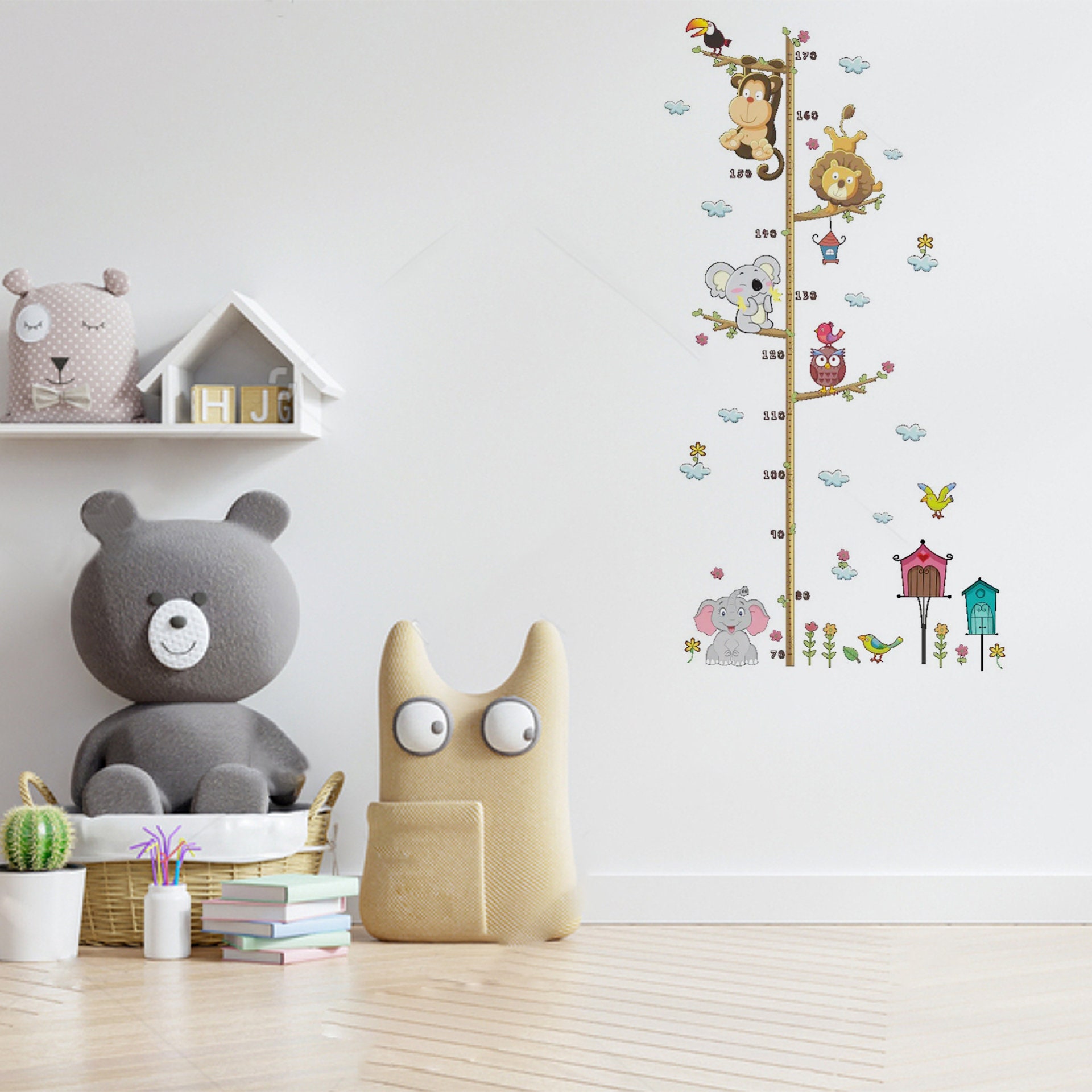 Animals Growth Chart for Kids Wall Stickers Measure Height Wall Chart ...