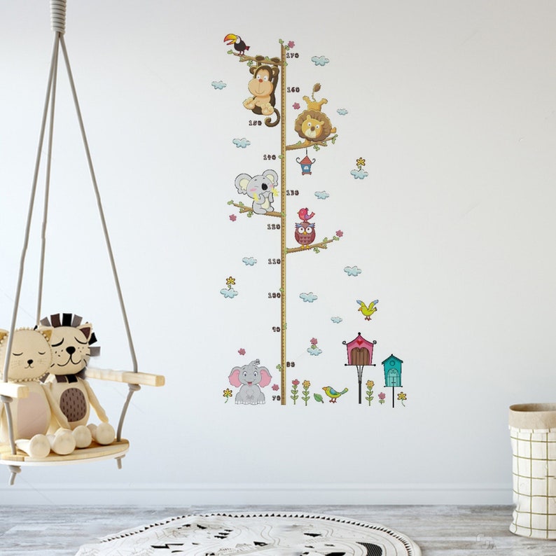 Animals Growth Chart for Kids Wall Stickers Measure Height Wall Chart ...