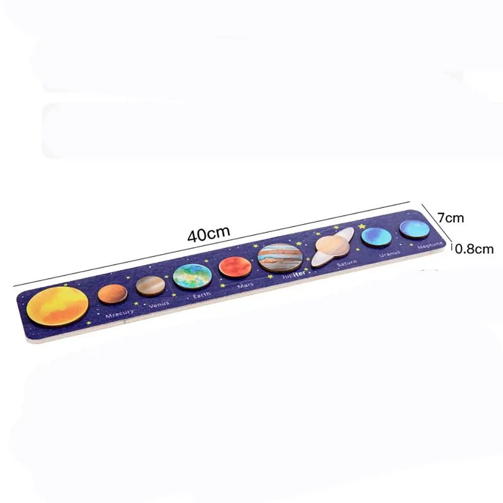 Wooden Solar System Model Board Puzzle Montessori Planets Learning ...