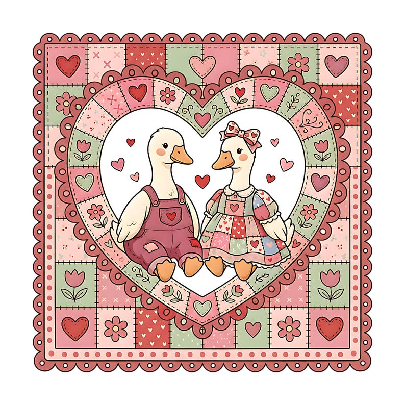 Thrifted Geese Valentines PNG | Vintage Goose Couple Clipart ...