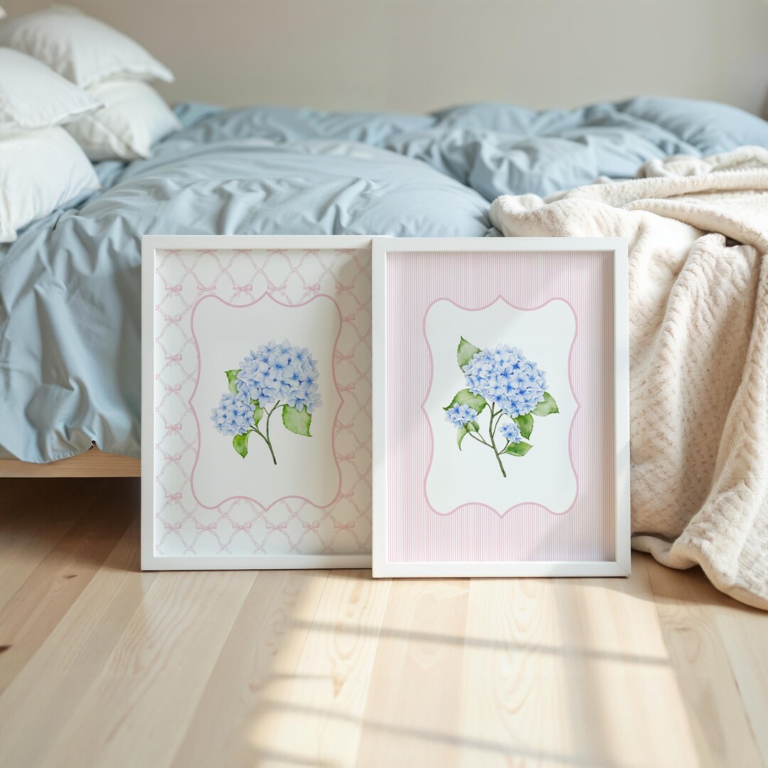 Vintage Hydrangea Wall Art, Coquette Floral Print, Preppy Dorm Decor ...