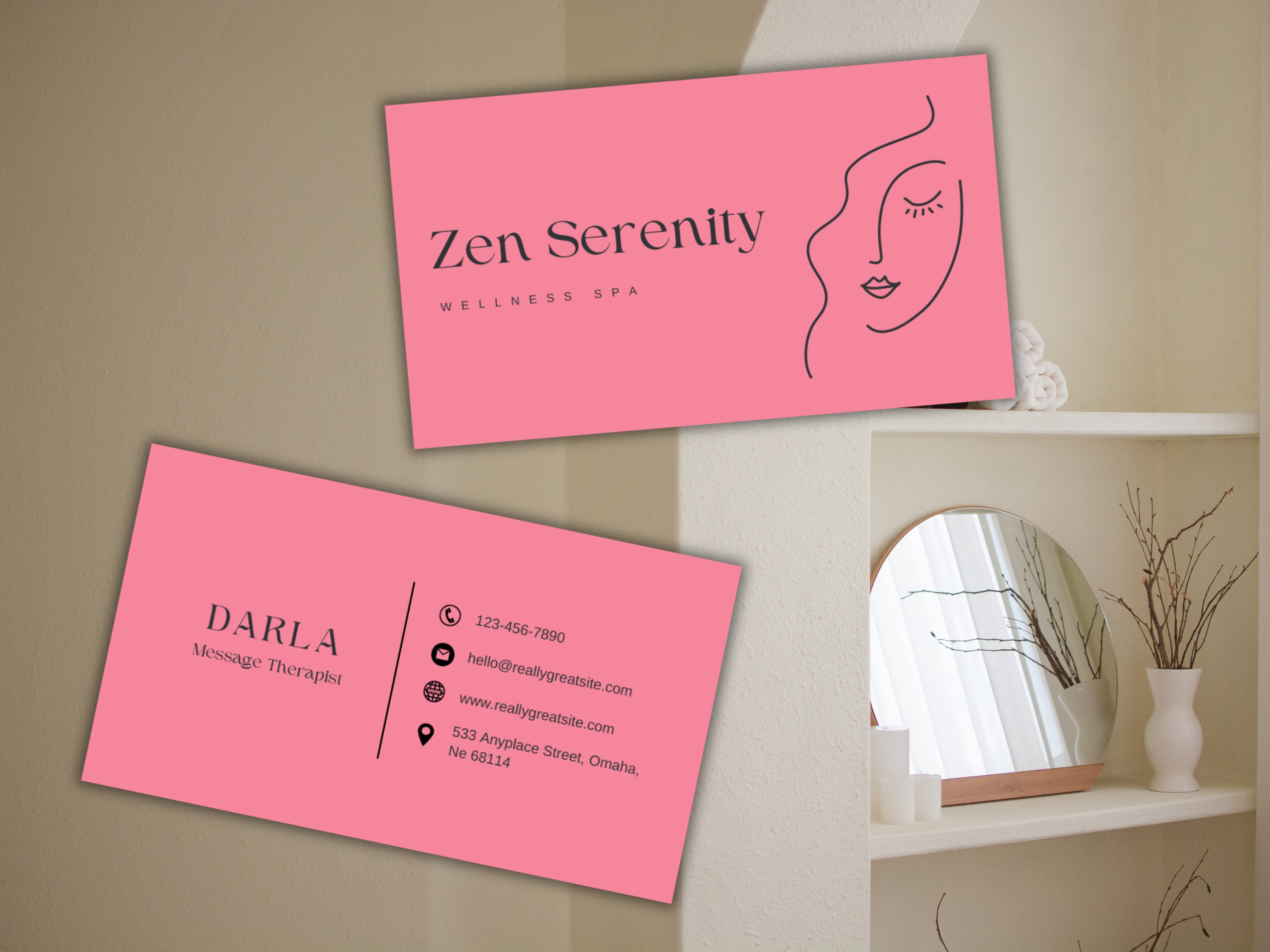 Cosmetic Business Card Template Canva for Beauty Professional Stylist ...