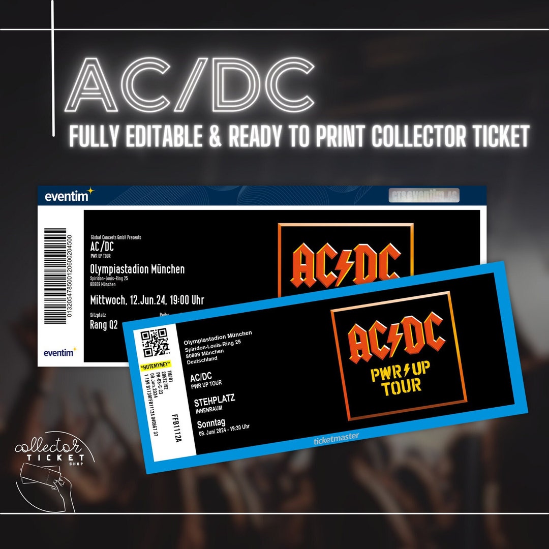 Printable Custom AC/DC Pwr up Tour Personalized Collector Ticket - Etsy