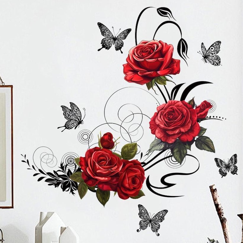 Rose Wall Decal - Etsy