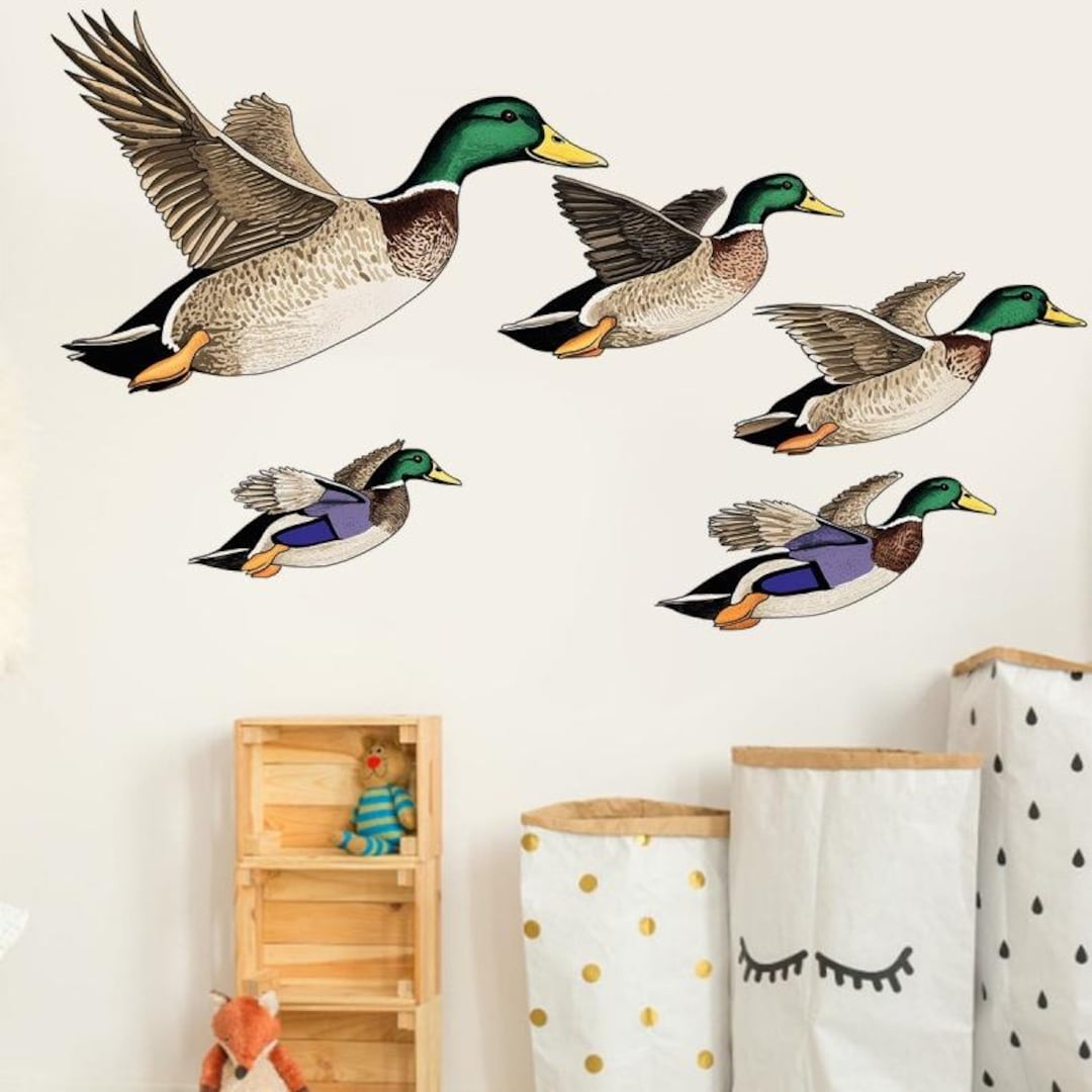 Flying Duck Wall Decals – Mallard Bird Vinyl Stickers | Nature Wall Art ...