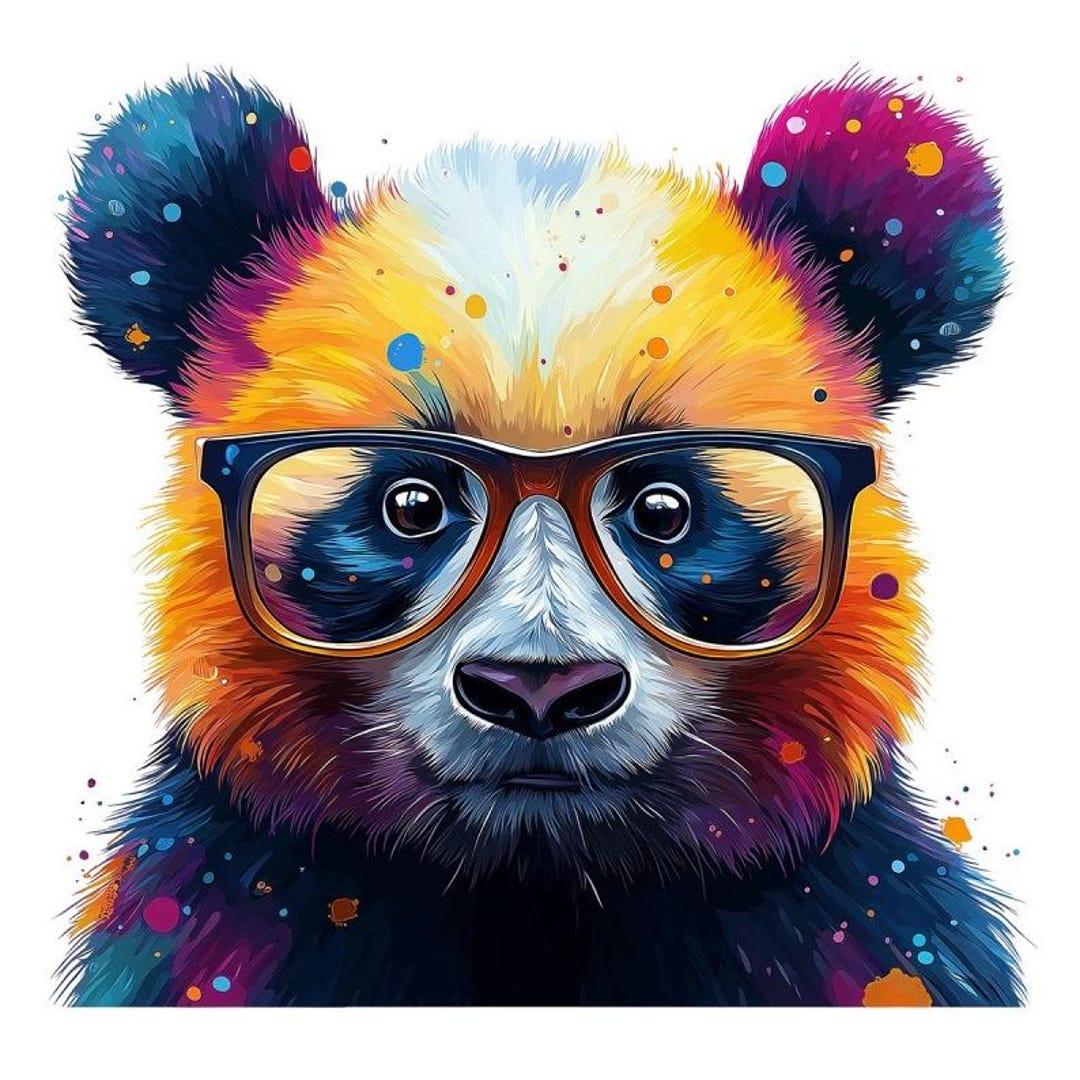 Colorful Panda Bear Wall Sticker – Cute Animal Art Decal, Fun Kids Room ...