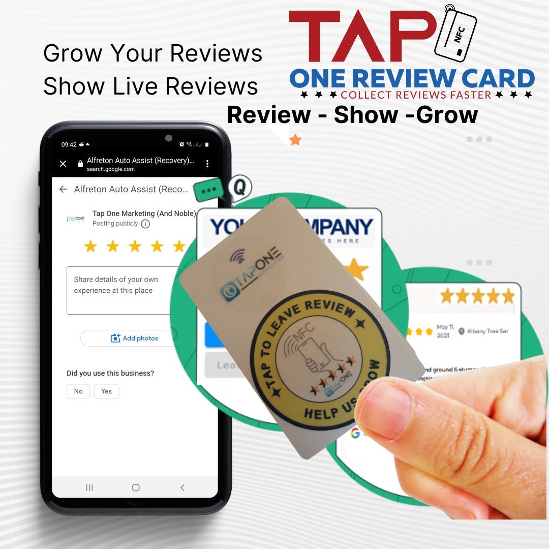 1x NFC Tap Review Card PVC Review Card for Review Sites Like Google - Etsy