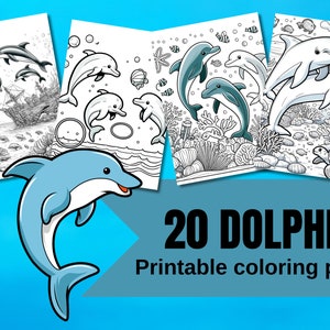 20 Printable Dolphin Coloring Pages for Kids and Adults - Digital ...