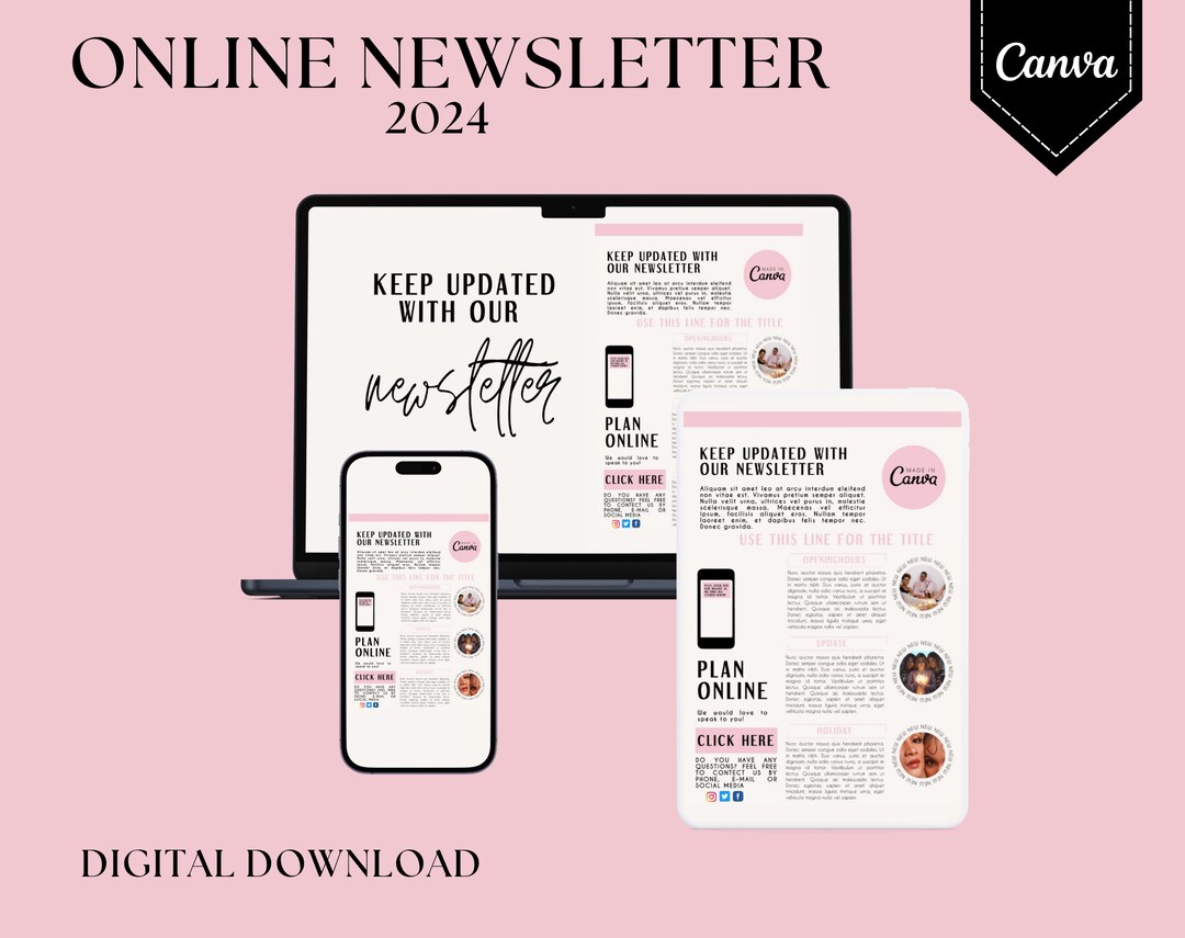 Aesthetic Online Newsletter Canva Template Pink - Etsy