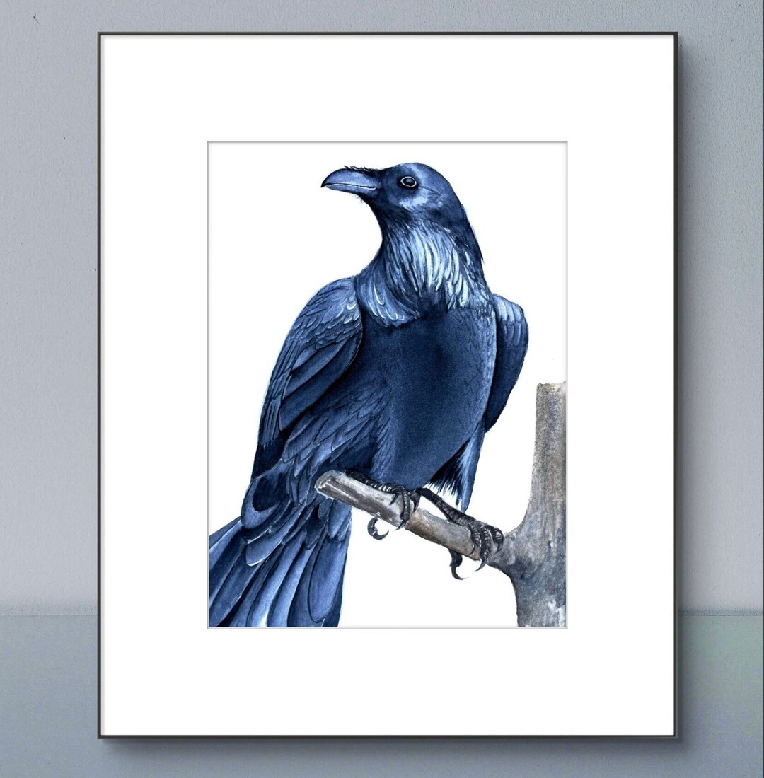 Raven Watercolour Painting. Realistic Crow Painting. Original Wall Art ...