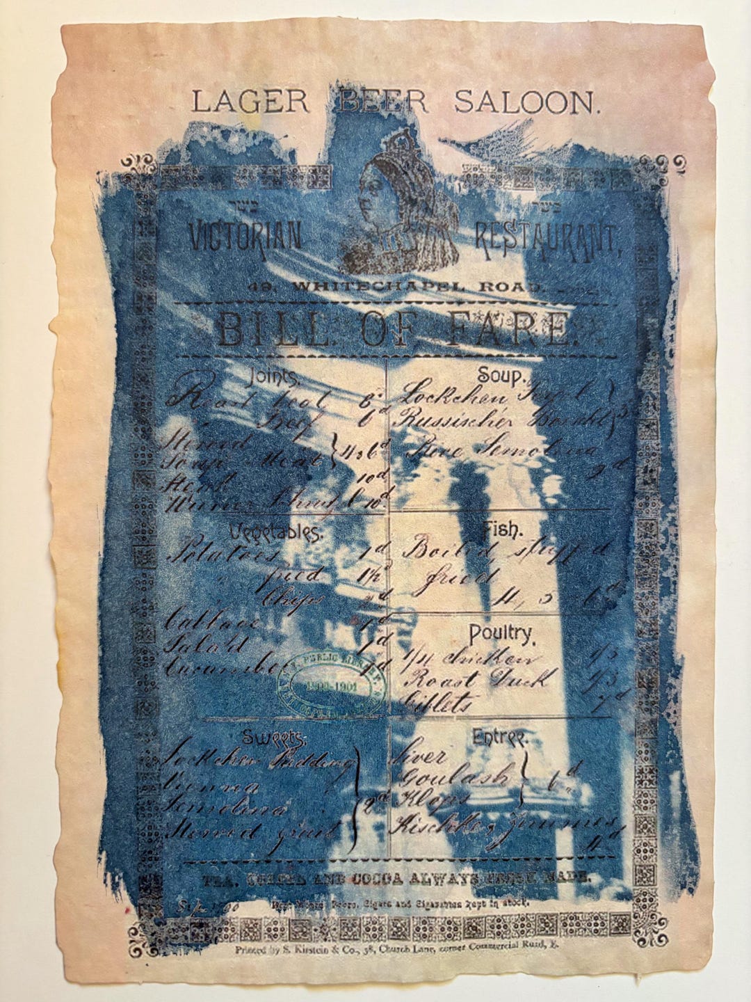 Original Cyanotype Print on Designer Paper for Scrapbooking. Print Made ...