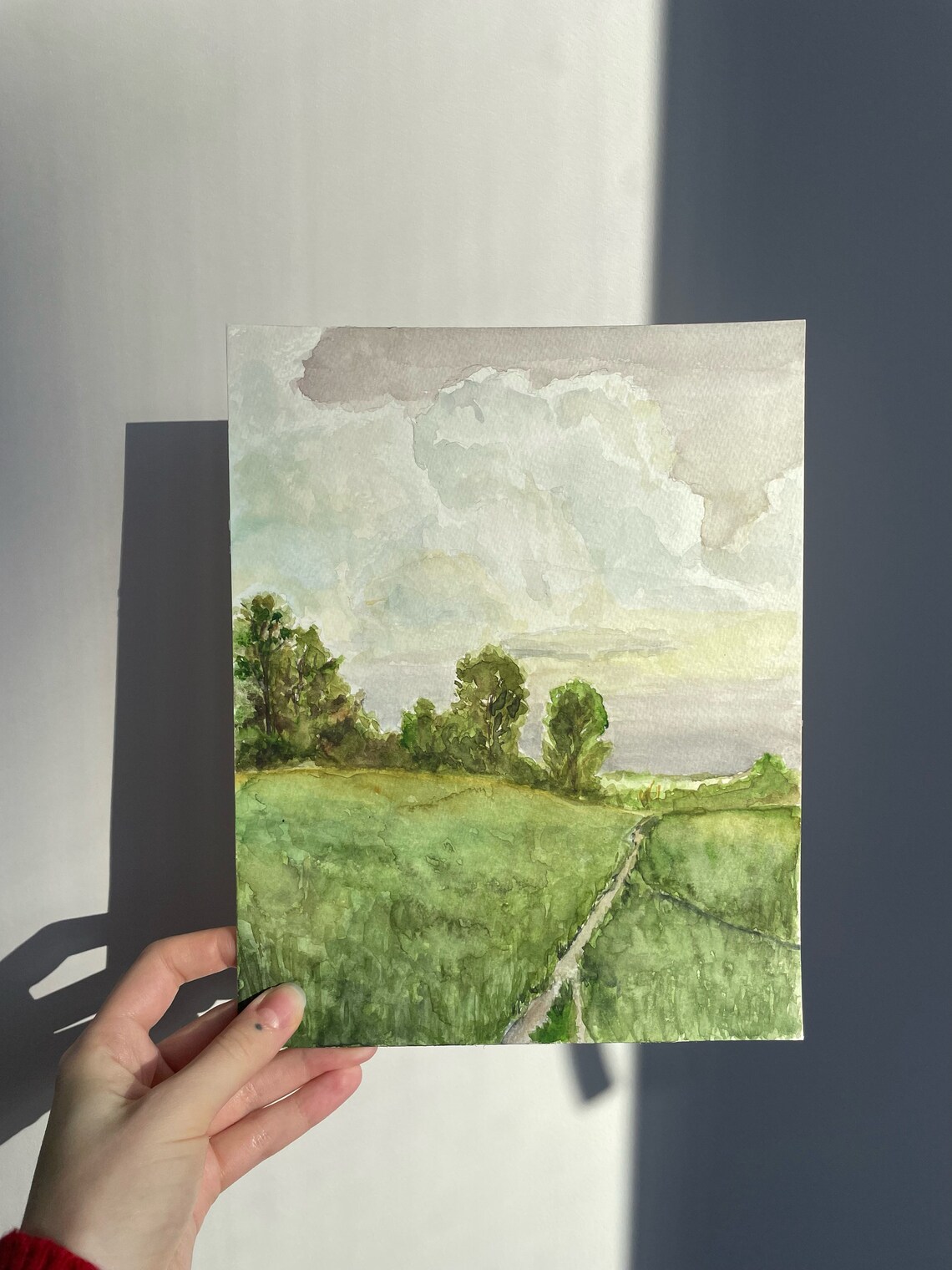 Watercolor Landscape. Watercolor Field. Original Painting. Home Wall ...