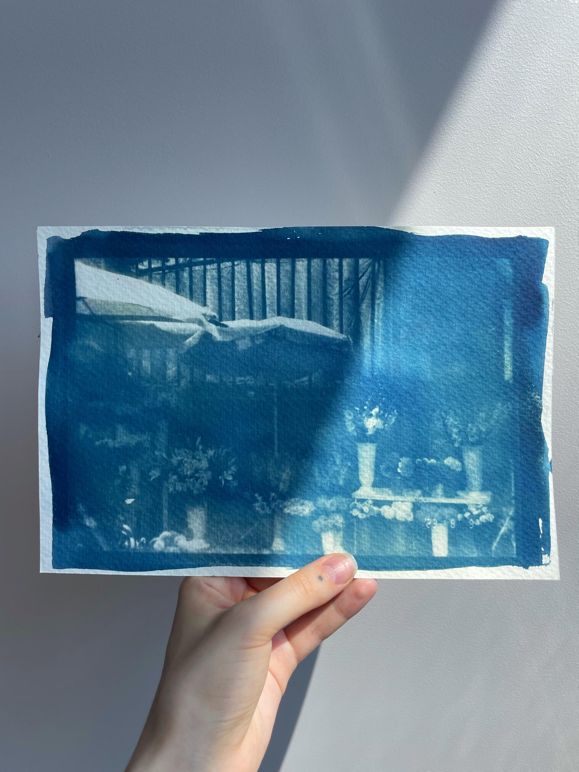 Original Cyanotype From Analog Photography. Unique. Blueprint. Flower ...