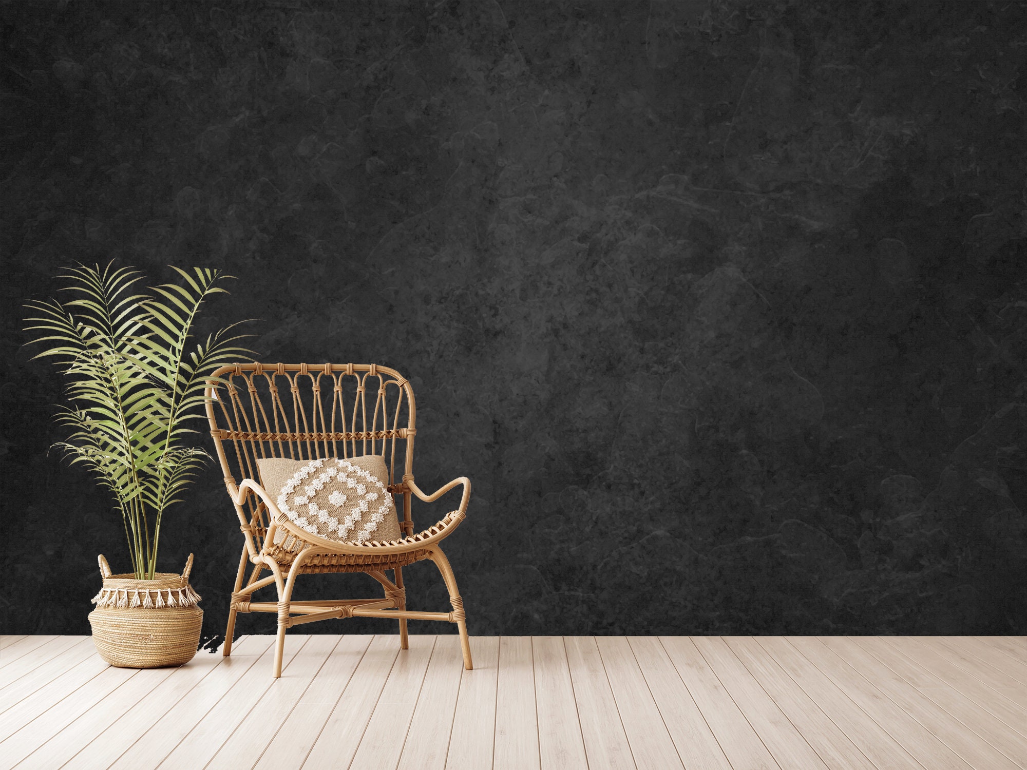 Black Concrete Wallpaper, Dark Wallpaper, Concrete Peel and Stick ...