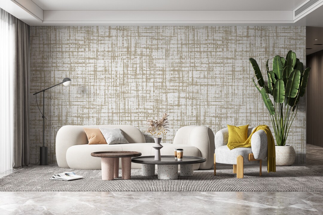 Raised Course Texture Linen Wallpaper, off White Minimalist, Clean Faux ...