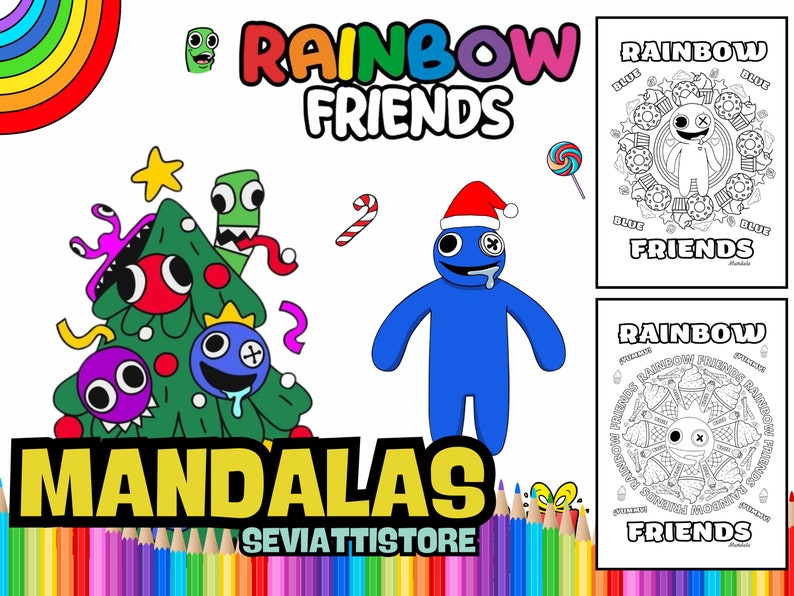Rainbow Friends Mandalas Coloring Sheets - Etsy